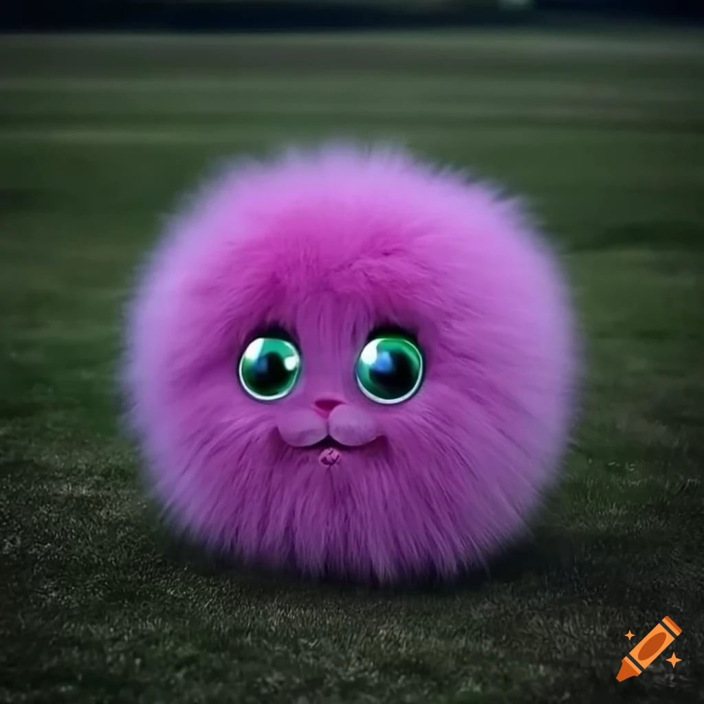 Ethereal fluffy fur creature with big shiny eyes and a cute smile on ...