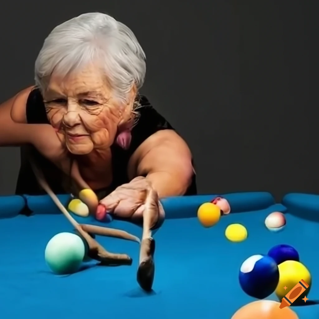 Playing pool with grandma on Craiyon
