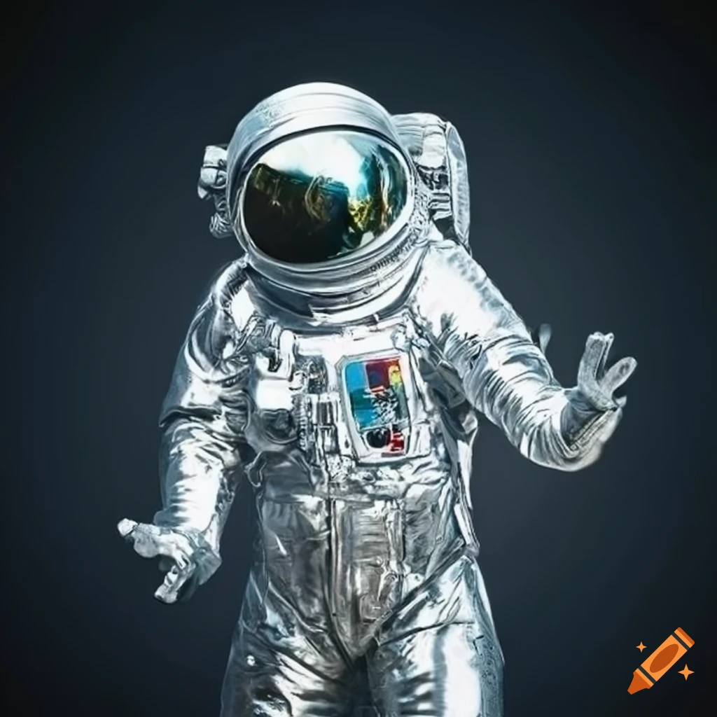 Astronaut in a silver metallic suit on Craiyon