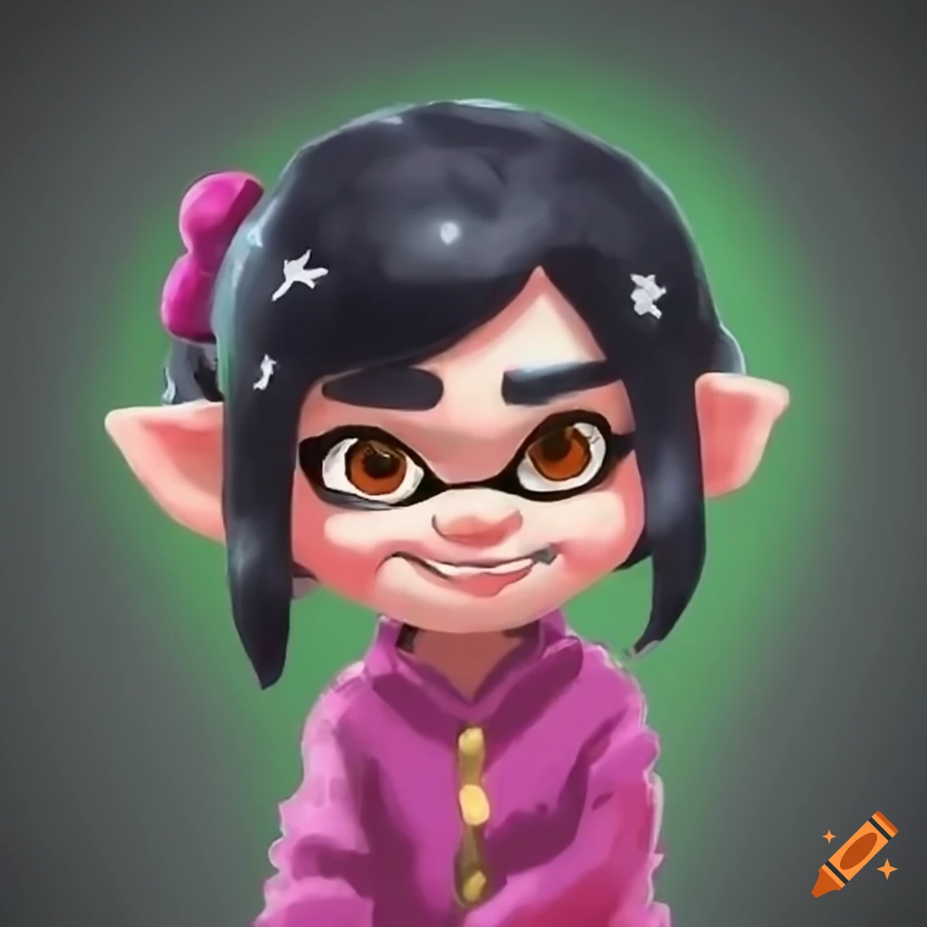 Vanellope von Schweetz dressed as a Splatoon Inkling on Craiyon
