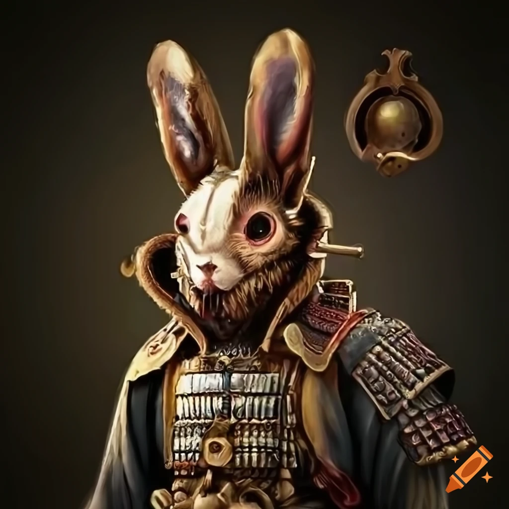 Steampunk samurai rabbit character on Craiyon