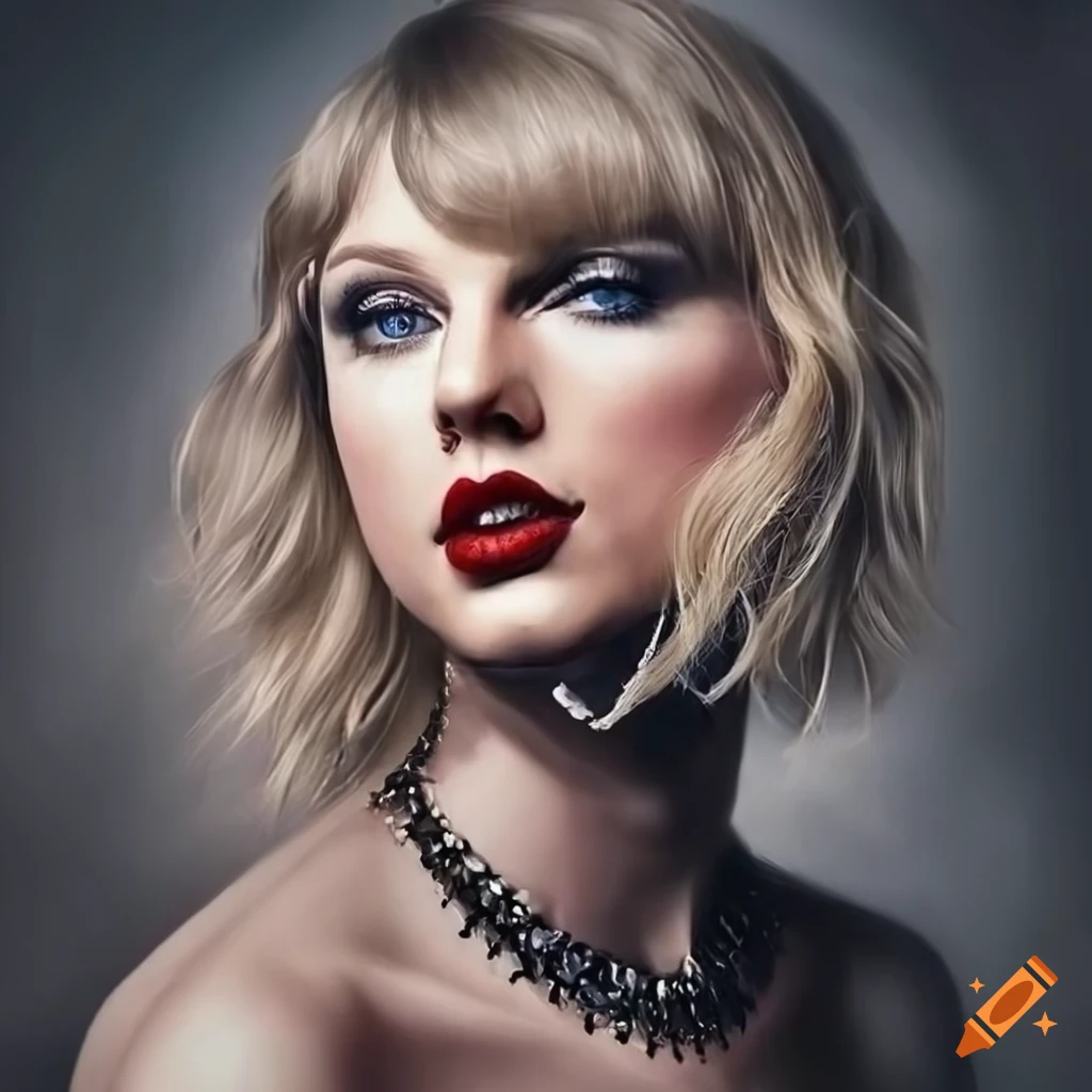 Hyper realistic taylor swift portrait with a serpent around her neck in ...