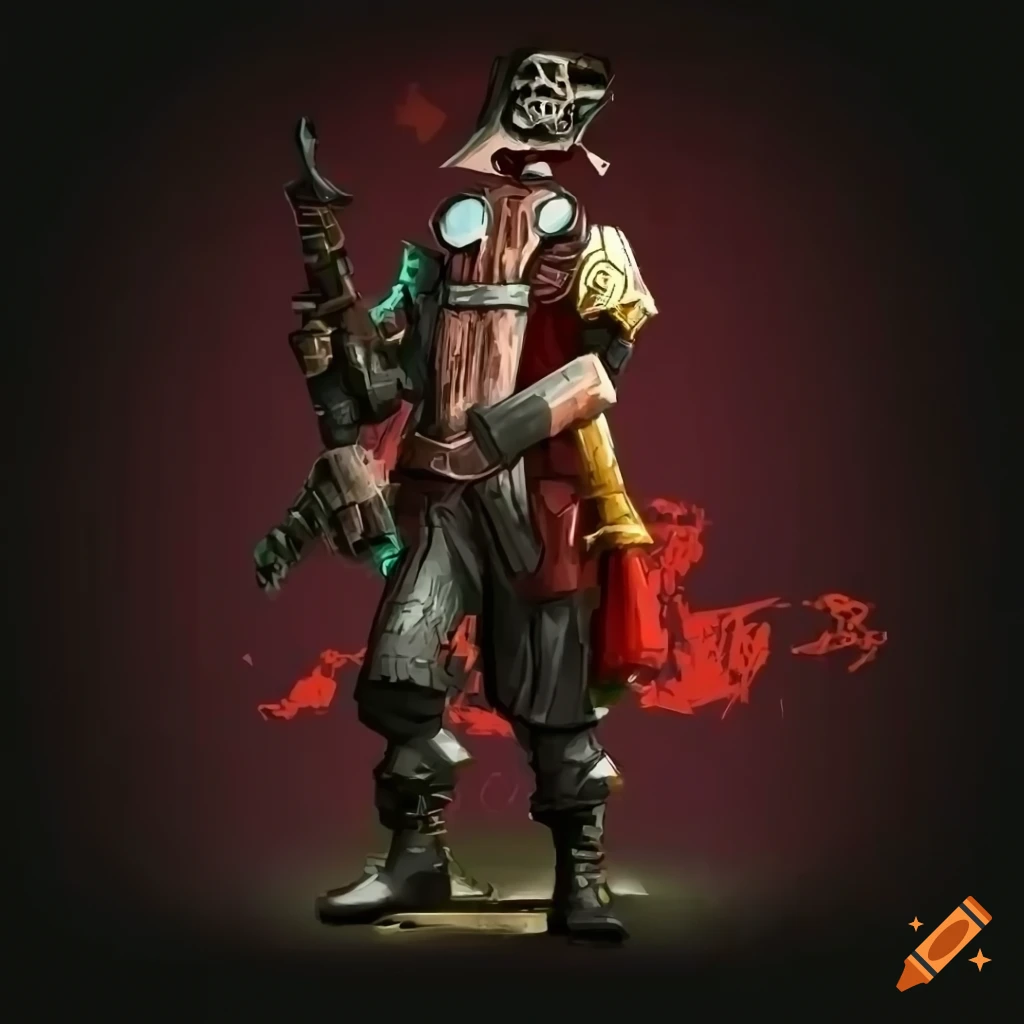 Cyberpunk pirate with futuristic flintlock weapon on Craiyon