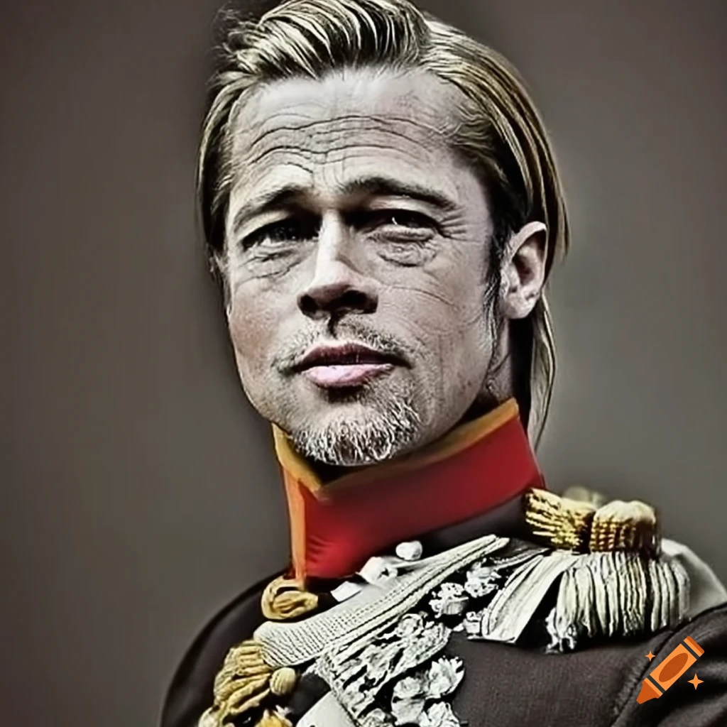 Napoleonic general portrayed by brad pitt on Craiyon