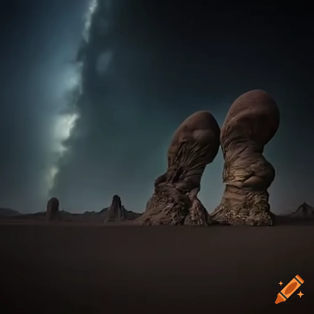 Intriguing alien invasion scene with massive beings emerging from the ...