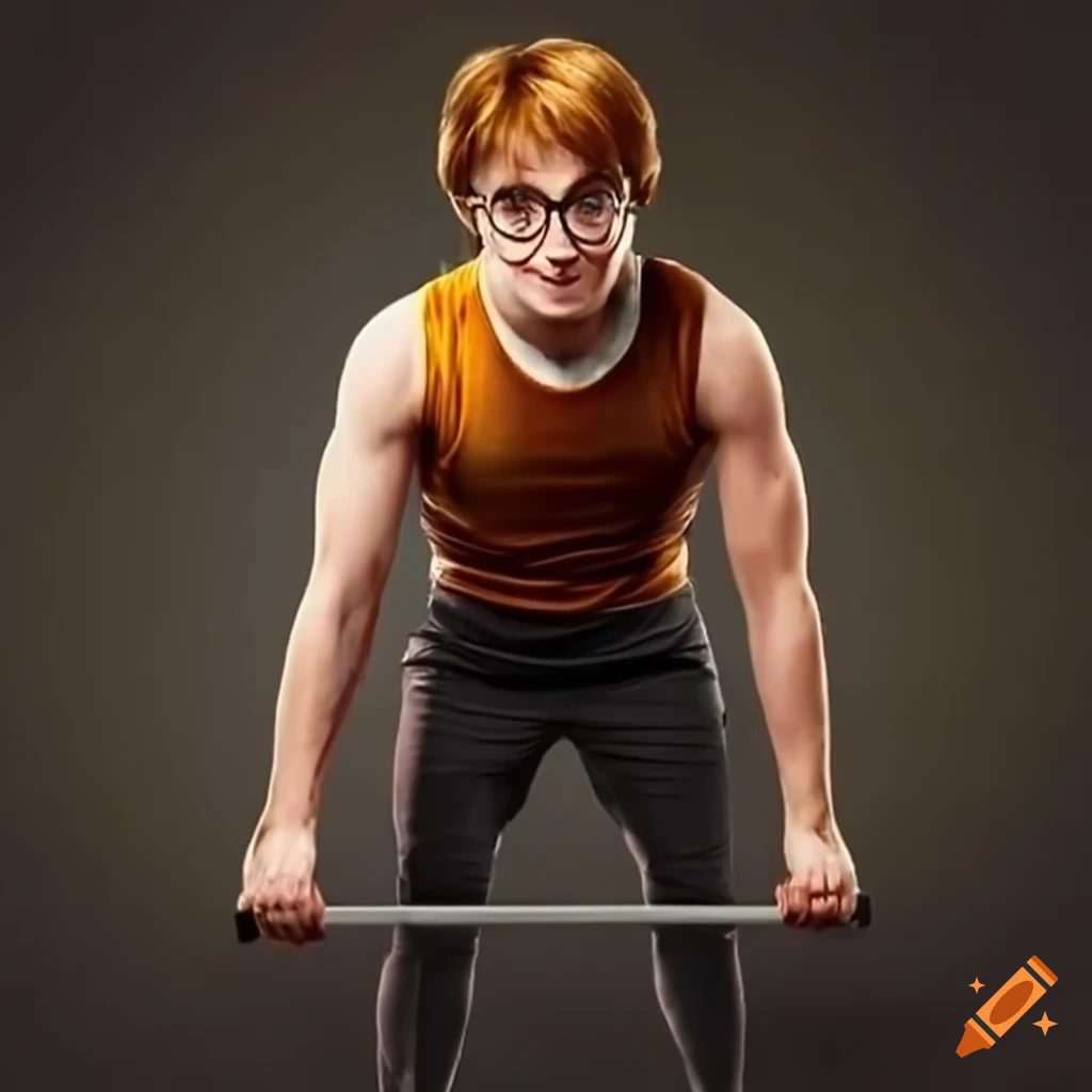 Harry Potter showing strength and determination in gym attire during ...