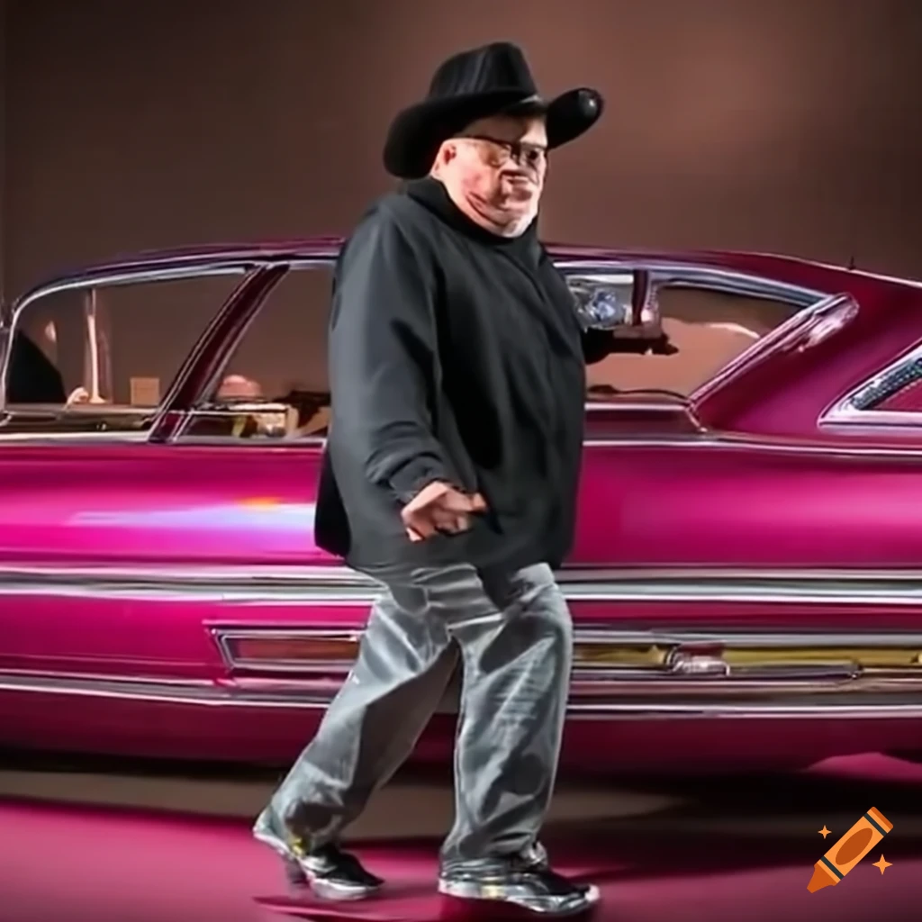 Jim ross dancing on a lowrider car on Craiyon