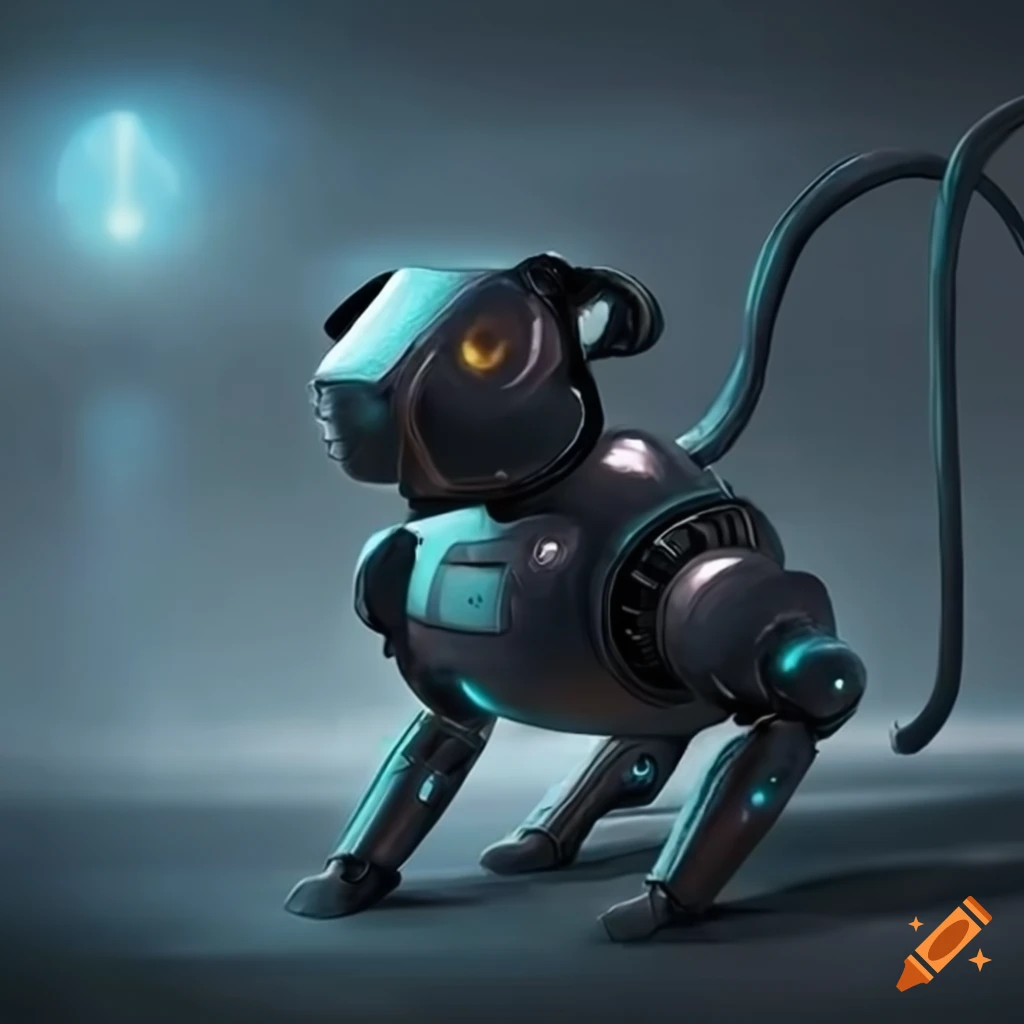 Science fiction robot dog and cat on Craiyon