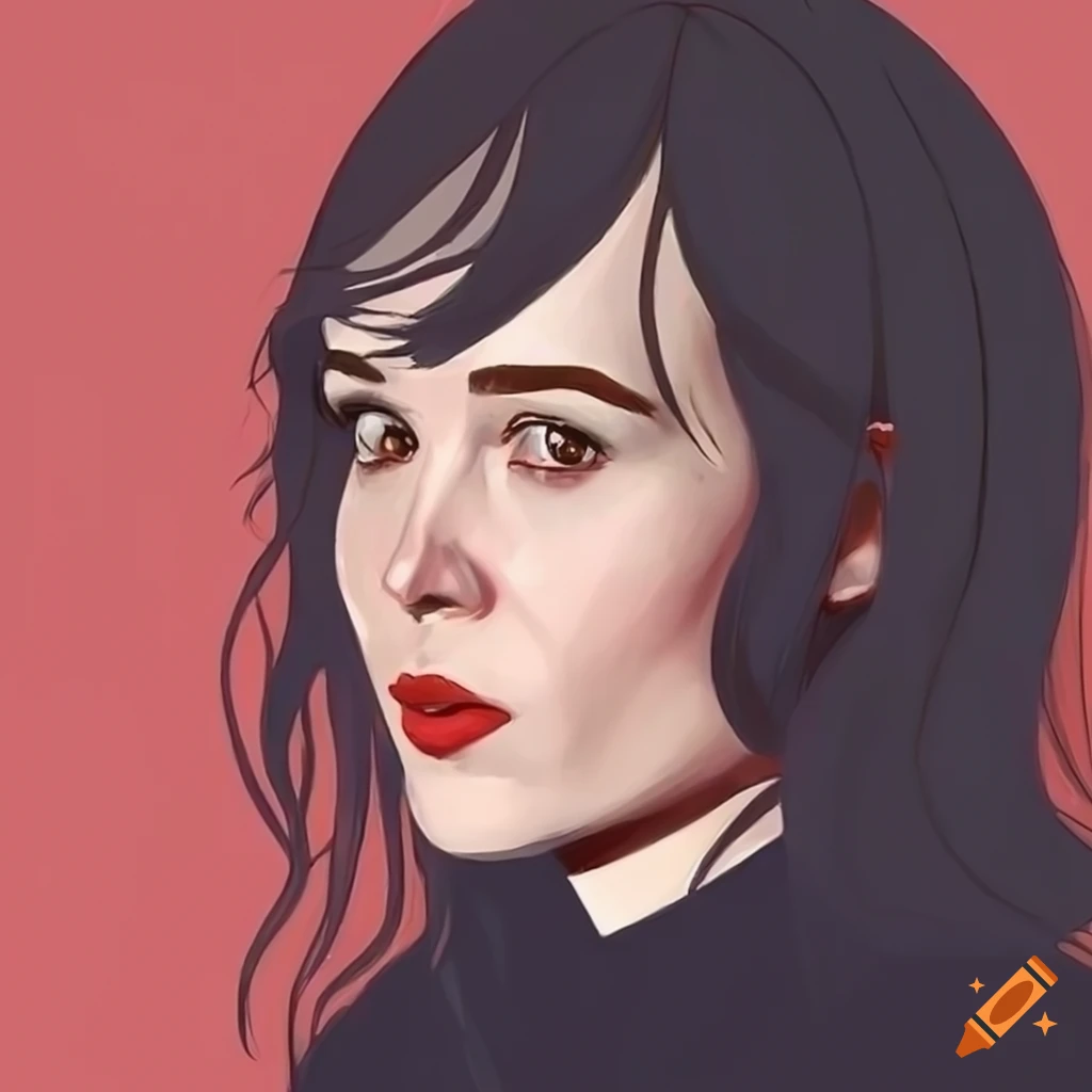 Portrait of Ellen Page in geometric stylized art on Craiyon