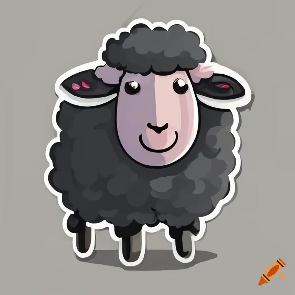 Black sheep sweet cartoon sticker animation on Craiyon