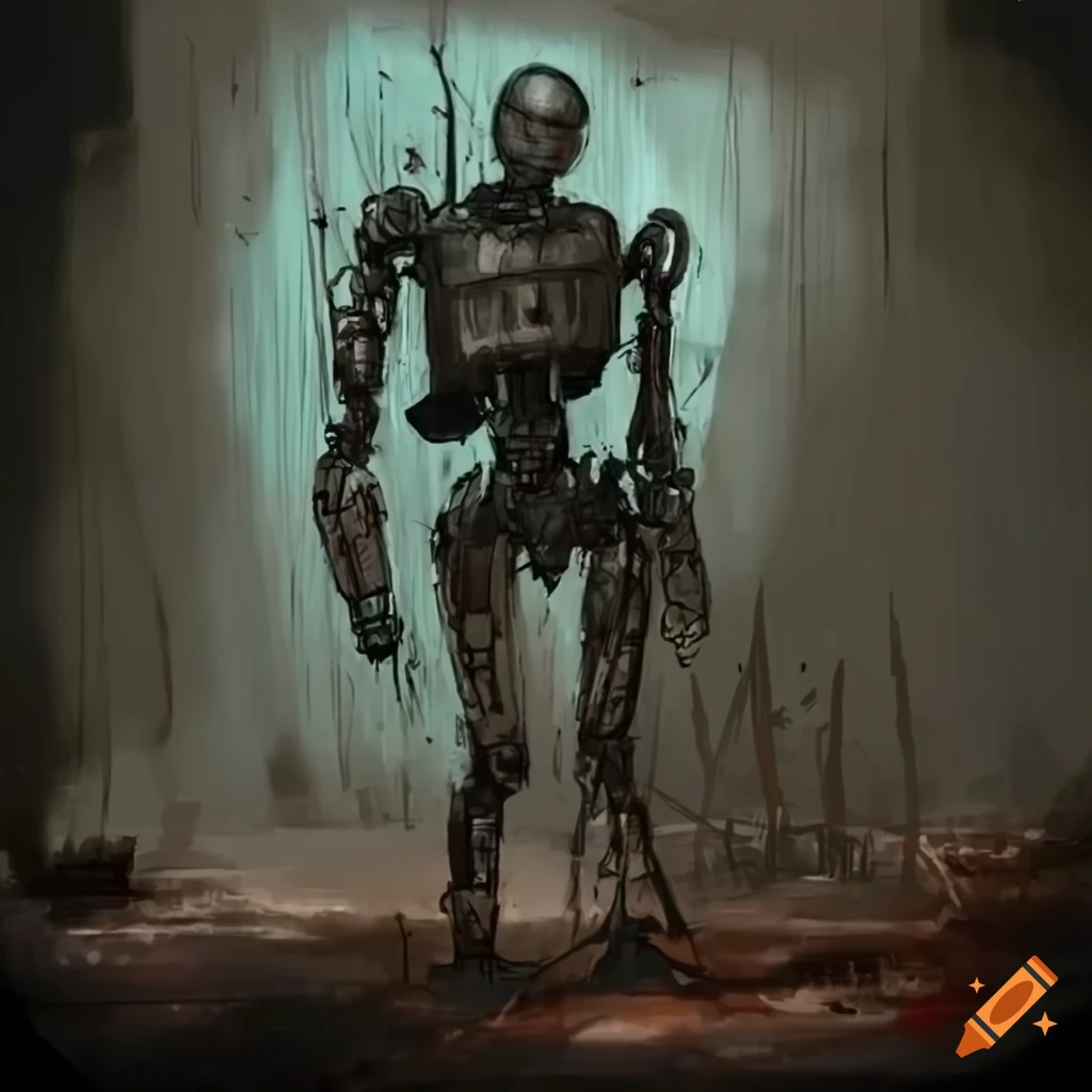 Robot in a post-apocalyptic setting on Craiyon