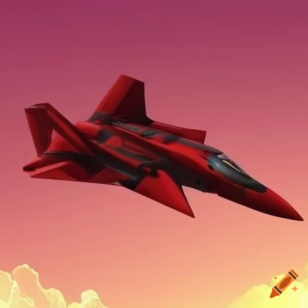 Futuristic red fighter aircraft with three jet engines on Craiyon