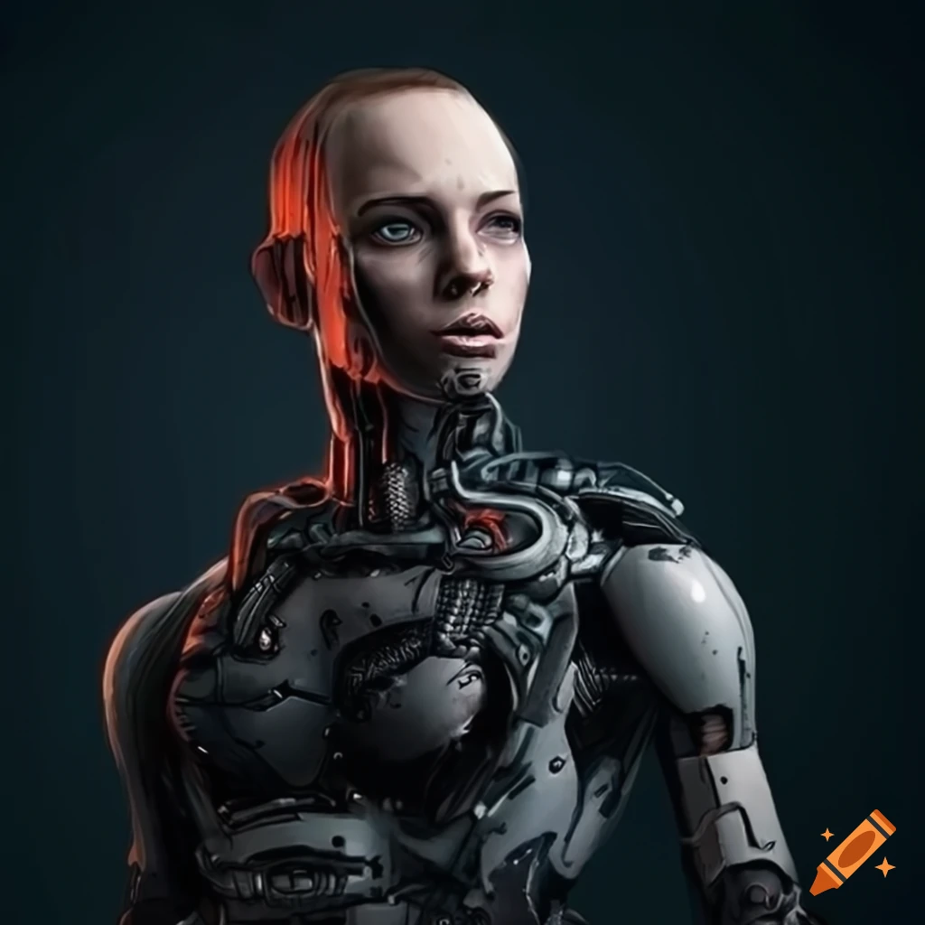 Friendly realistic cyborg with black tool belt on Craiyon