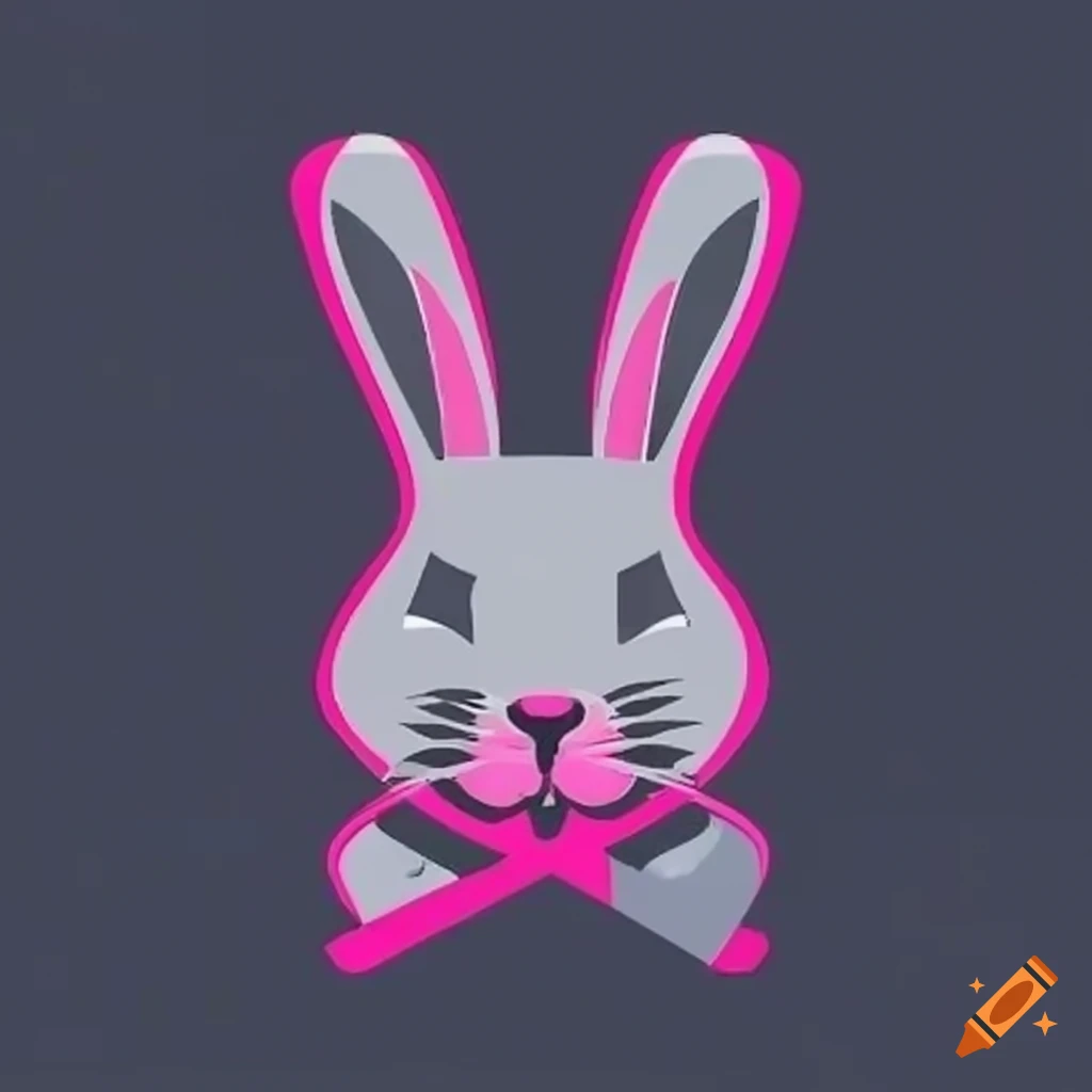 Bold and simple nhl hockey logo featuring a bunny in grey and pink ...