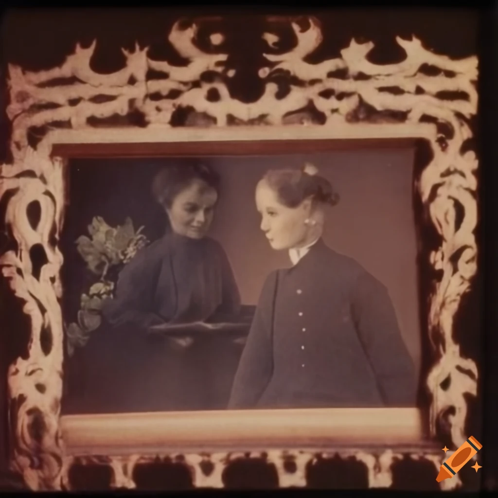 Beautiful curly frame with plant and flower patterns in a dark setting ...