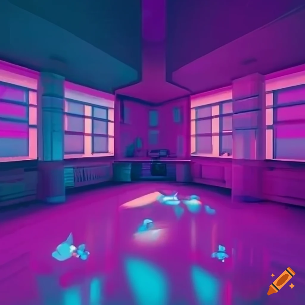 Vaporwave aesthetic with pinks and light purples in a liminal space on ...