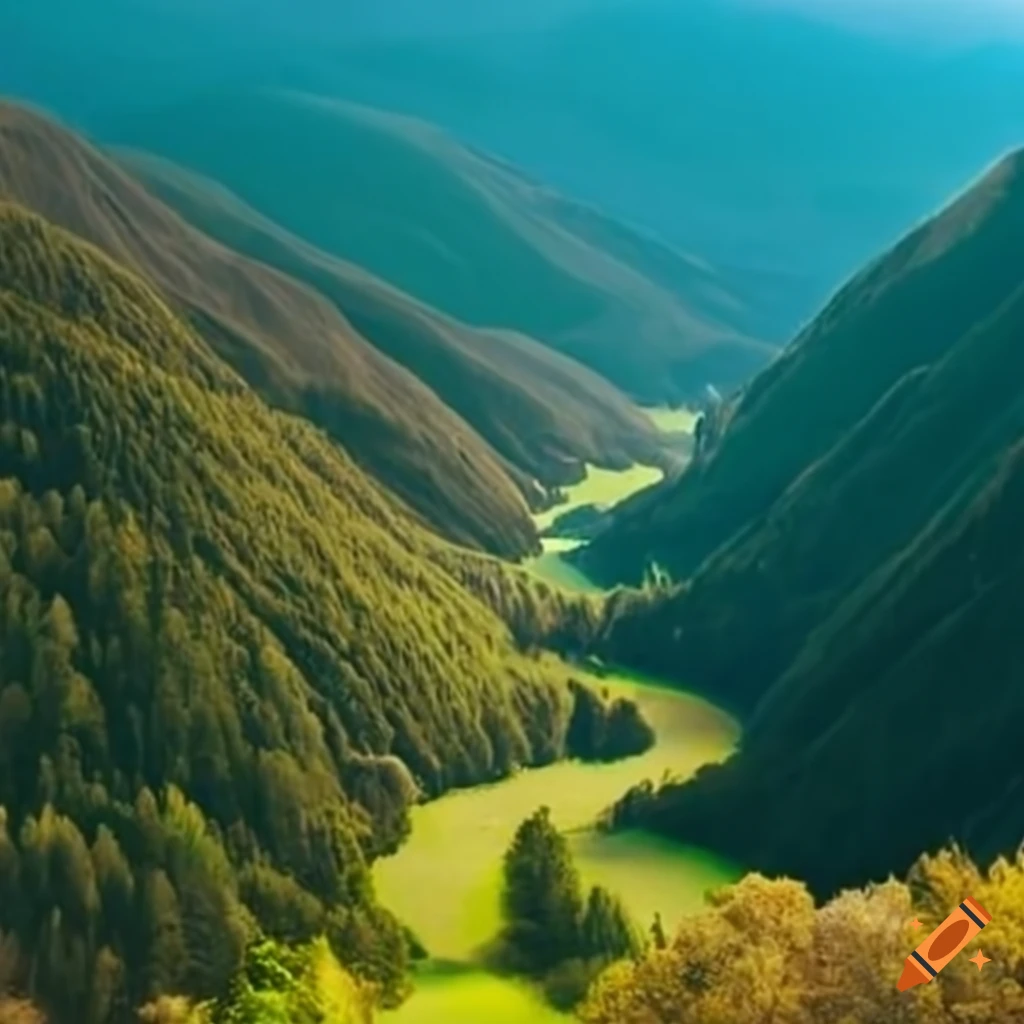 Valley landscape view on Craiyon