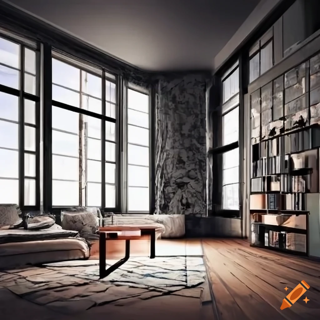 High level gradation interior room on Craiyon