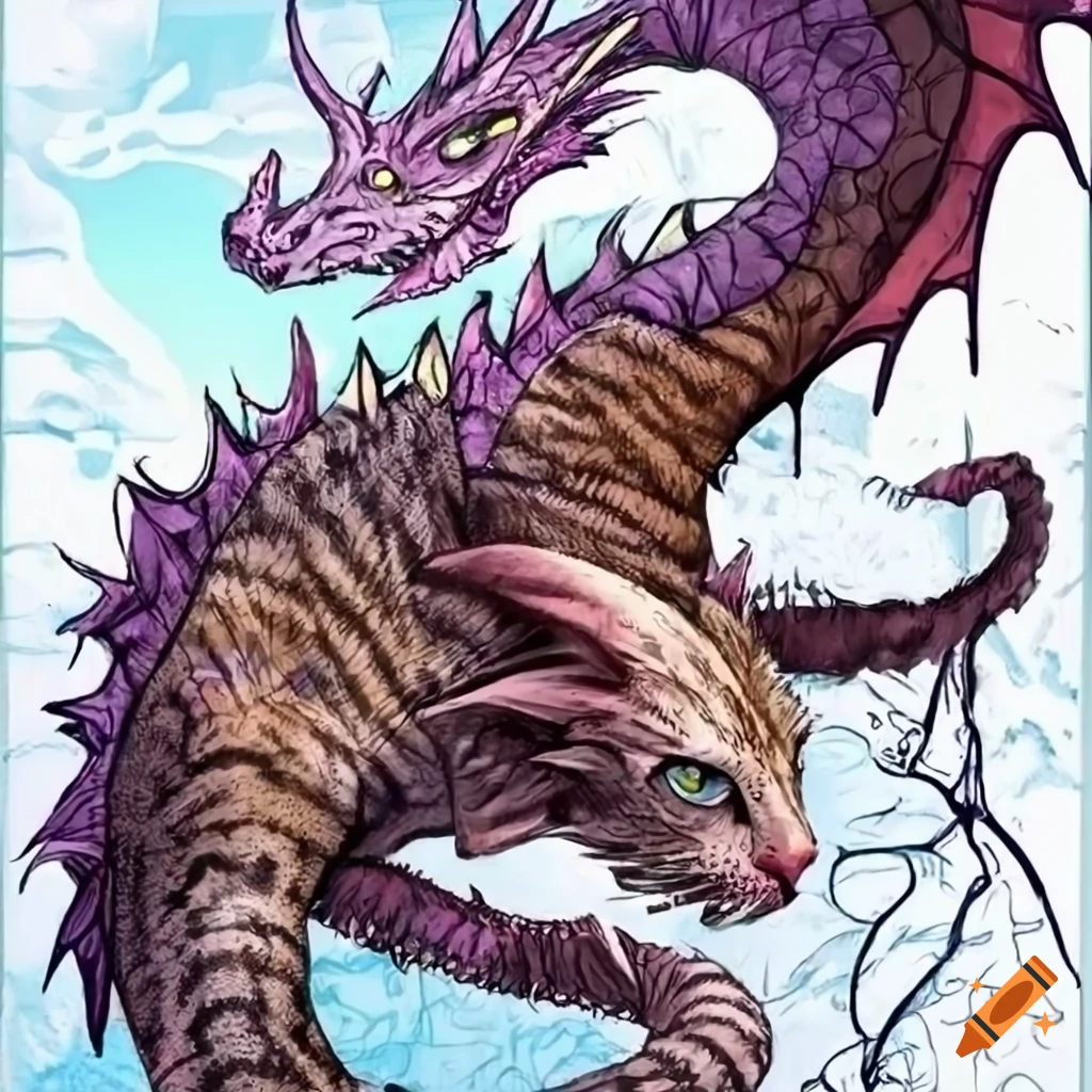 Dragon with tabby cat coloring on Craiyon
