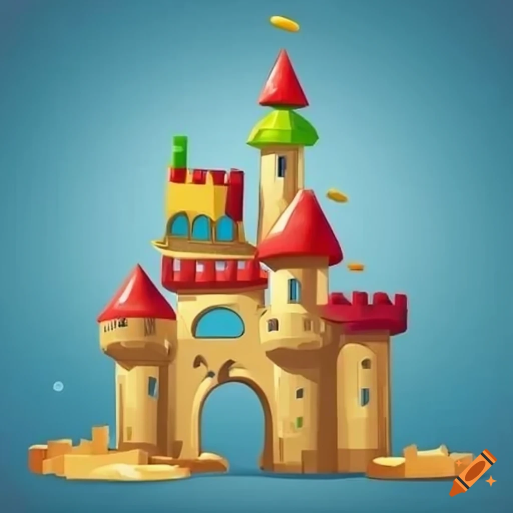 Castle building with 'kids' sign on Craiyon