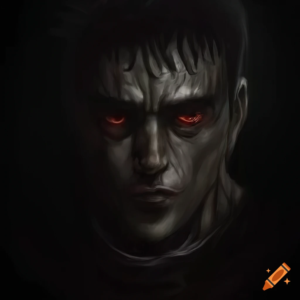Highly detailed dark portrait of guts in a rage from berserk comic on ...