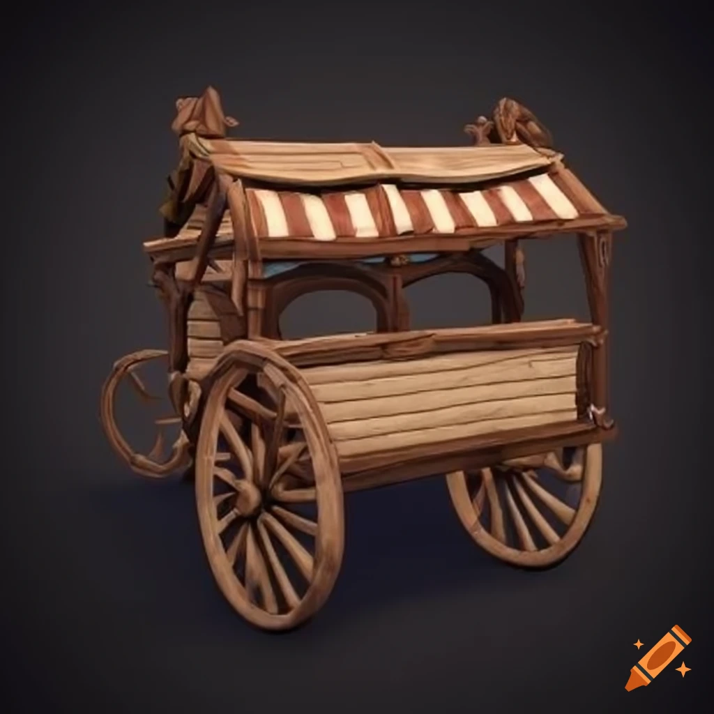 Fantasy medieval shopping wagon stylized on Craiyon