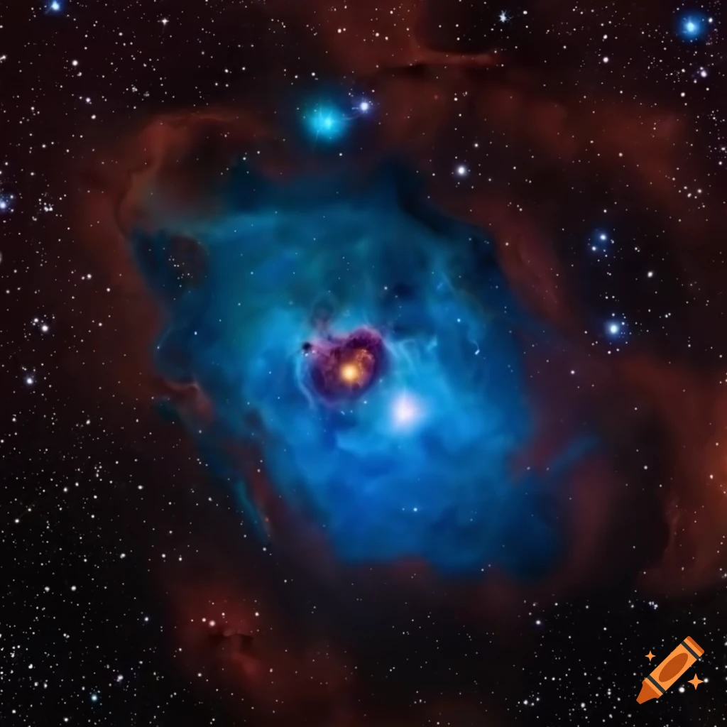 3d nebula art with a blend of amber and blue colors on Craiyon