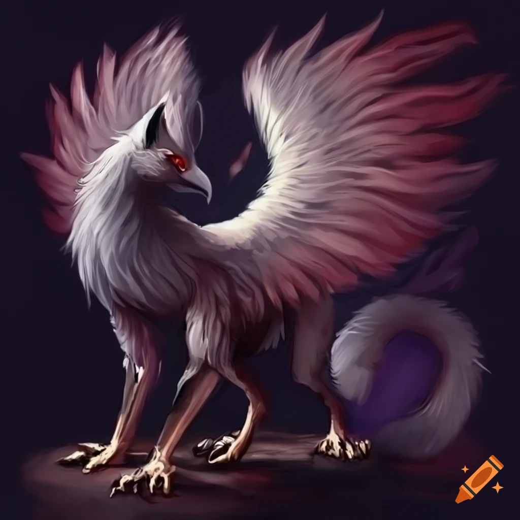 Kitsune-griffin hybrid mythical creature on Craiyon