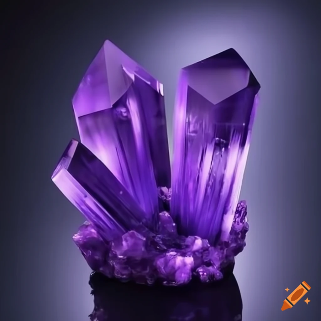 Mesmerizing purple crystal glowing in the dark on Craiyon