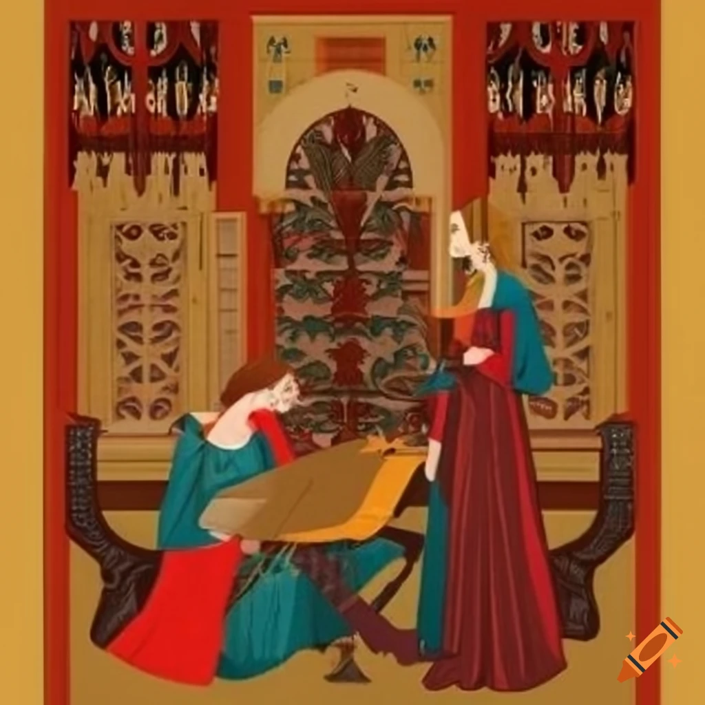 Medieval tapestry with musicians on Craiyon