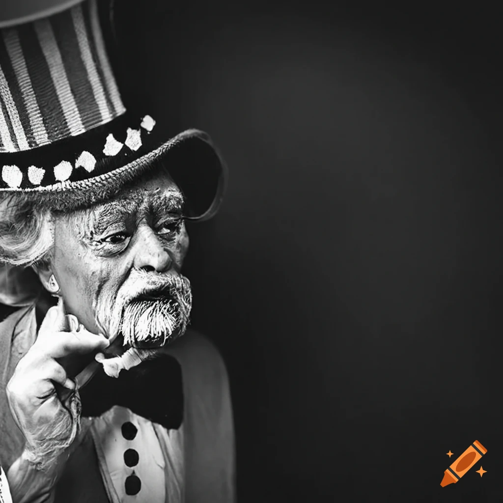 Uncle Sam mascot with marijuana hat promoting health on Craiyon