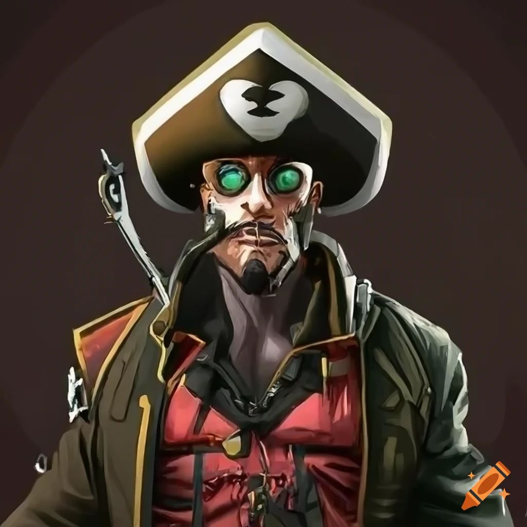 Cyberpunk pirate with a futuristic flintlock on Craiyon
