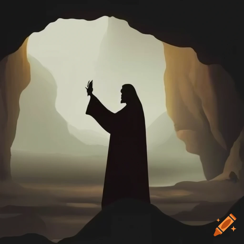 Silhouette of jesus in a cave on Craiyon