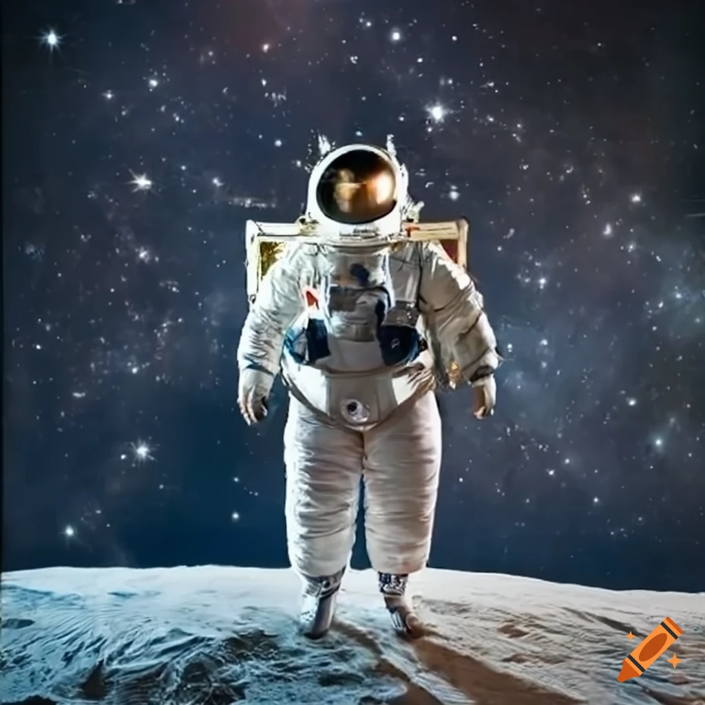 Sumo wrestler in space suit floating in space on Craiyon