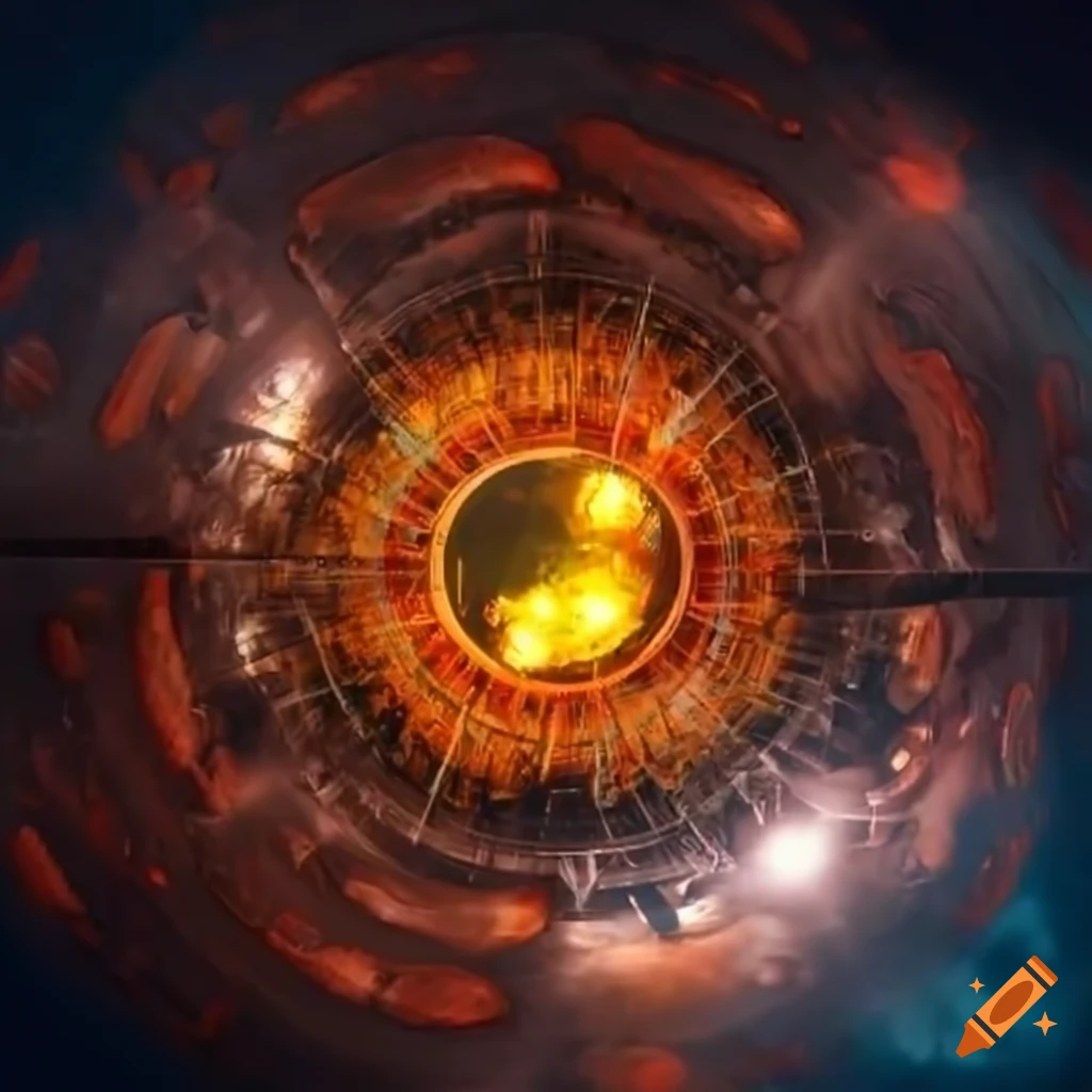 3d visualization of a nuclear fusion reactor with a small sun at its ...