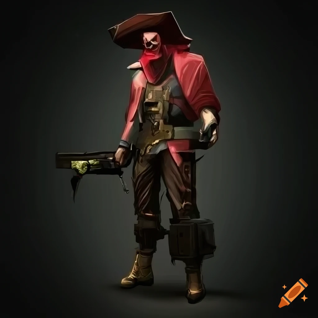 Cyberpunk pirate with futuristic flintlock on Craiyon