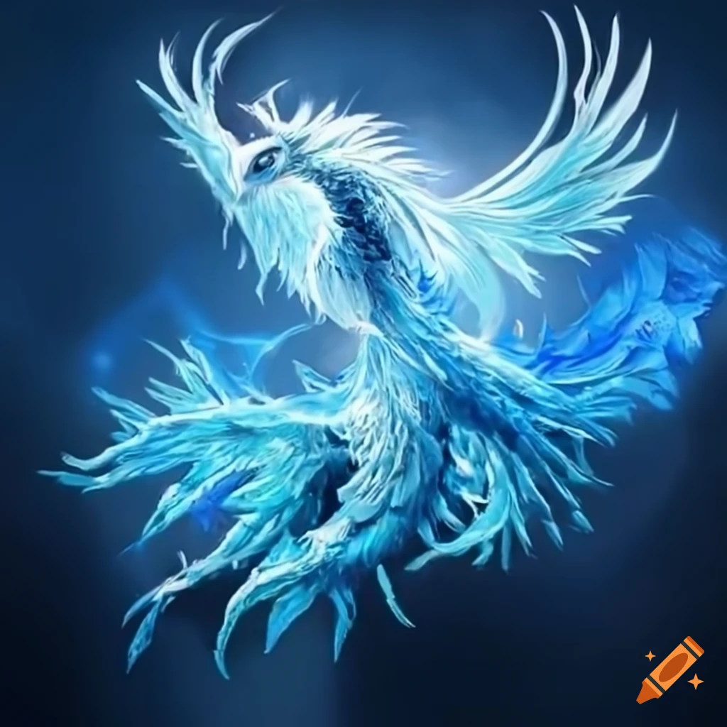 Ice phoenix on Craiyon