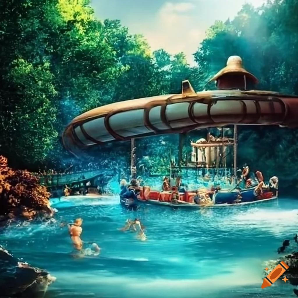 Vintage water theme park from the 1940s on Craiyon