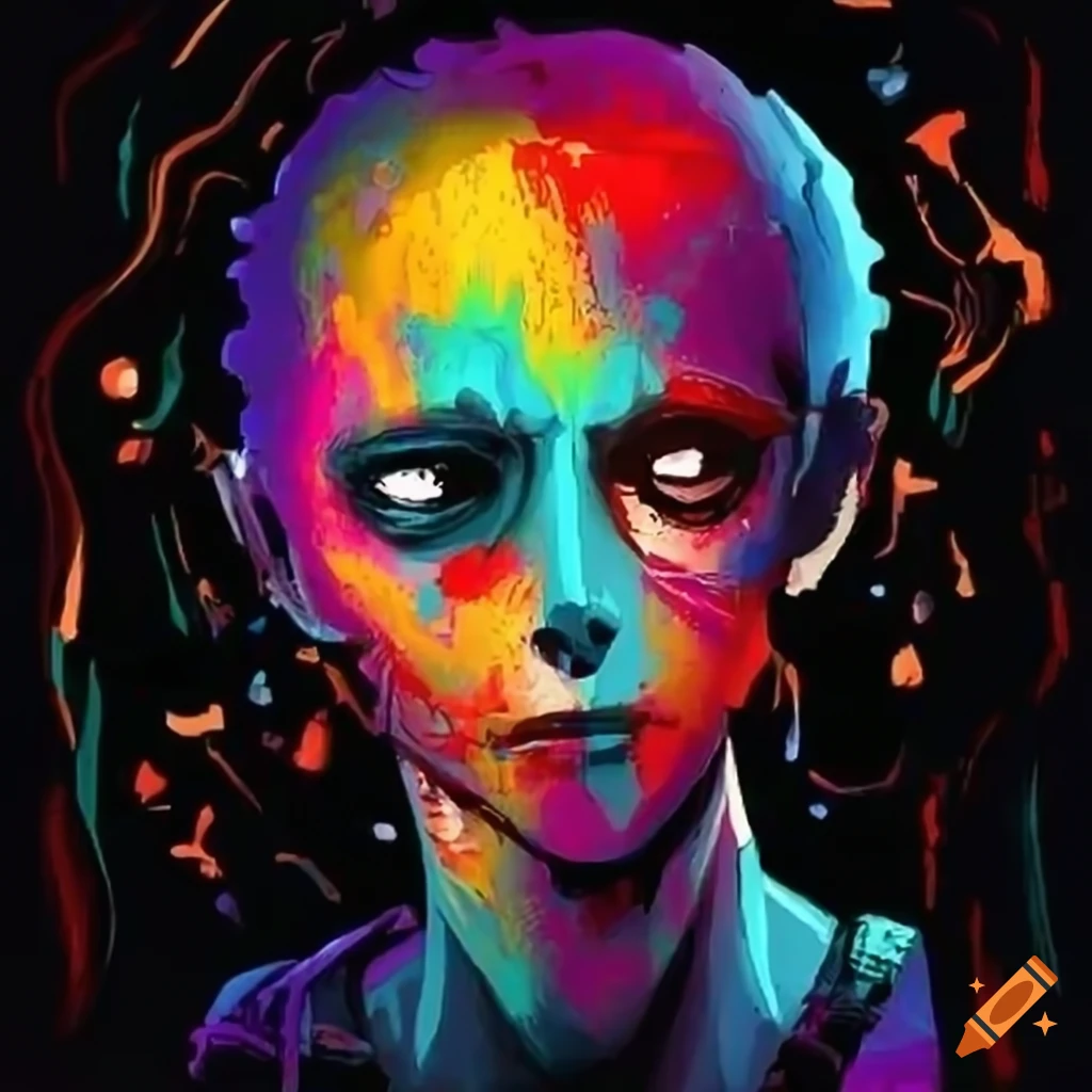 Science fiction anime with futuristic cyber male in a colorful setting ...