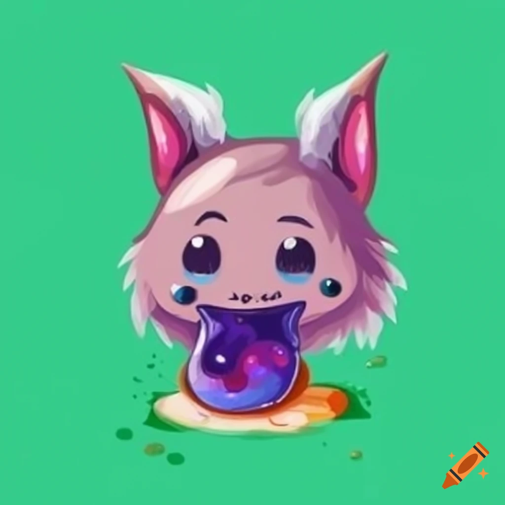 Chibi-style slime with wolf ears and tail on Craiyon