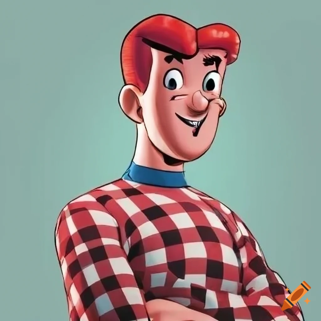 Archie comic character in red and white checkered sweater on Craiyon
