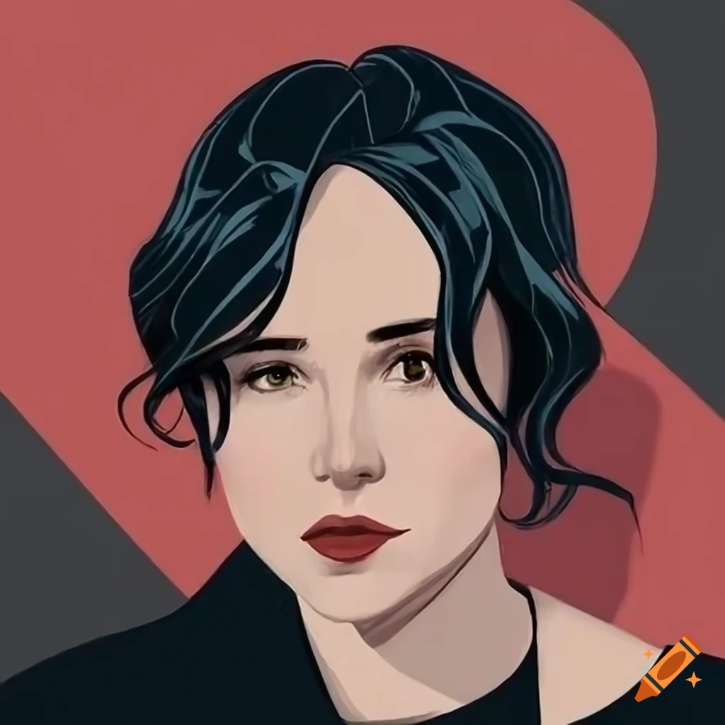 Portrait of ellen page in geometric stylized art on Craiyon