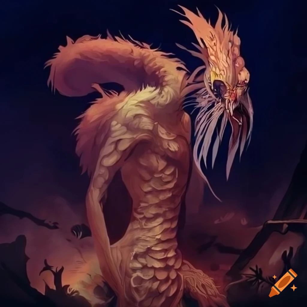 Breathtaking artwork of a mythical creature from japanese legend on Craiyon