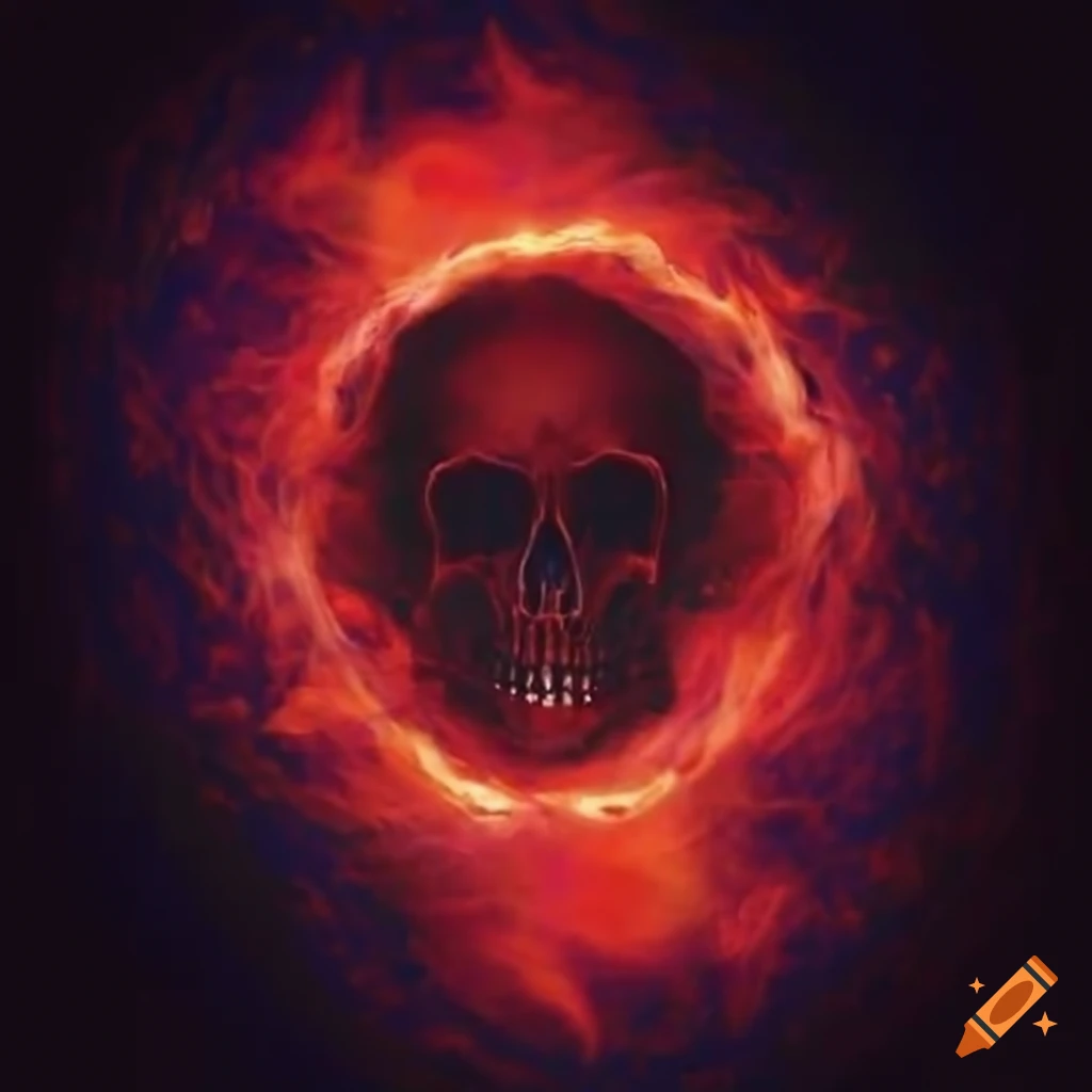 Skull with dark red fire aura on Craiyon
