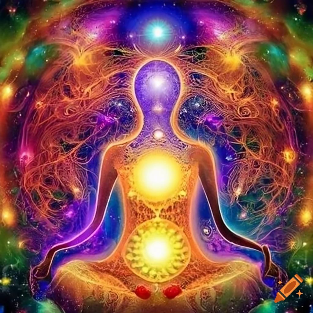 Cosmic high frequency magical goddess with open solar plexus chakra on ...