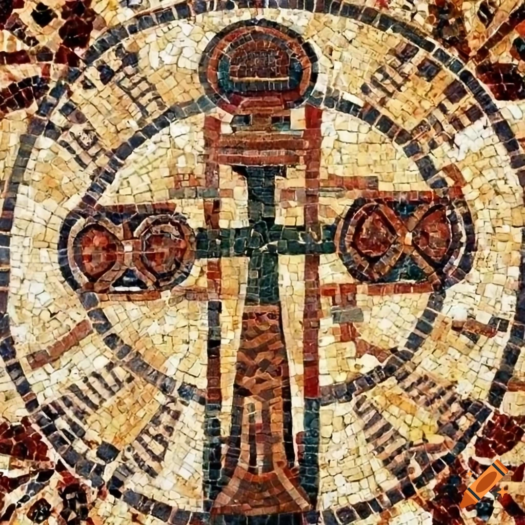 Mosaic of Emperor Constantine 'the Great' with Christian cross on Craiyon