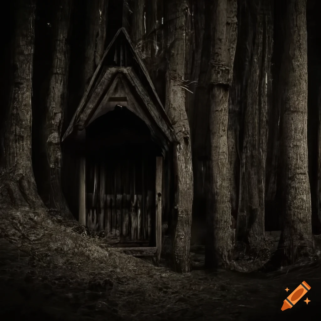 Professional abstract photograph of a haunted house in the woods with ...