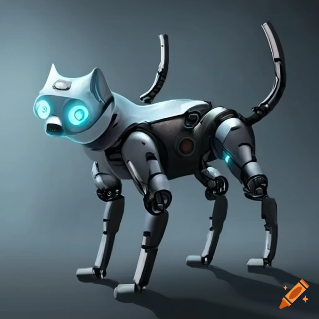 Science fiction robot dog and cat on Craiyon
