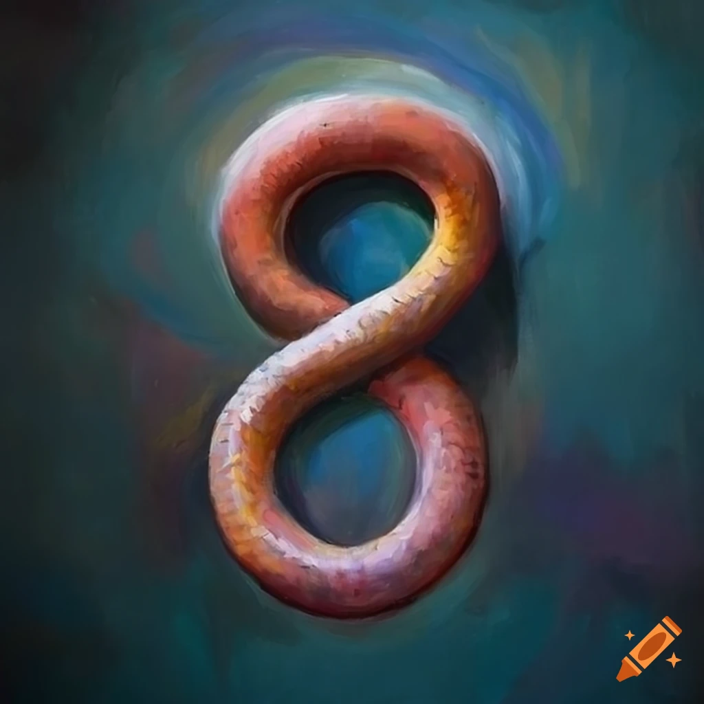 Oil painting with an infinity symbol depicted as a snake on Craiyon