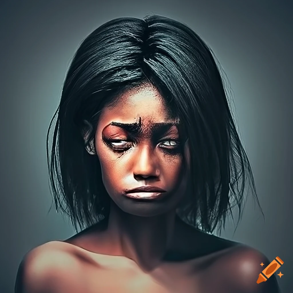 Black woman showing sadness and despair with isolated expression and ...